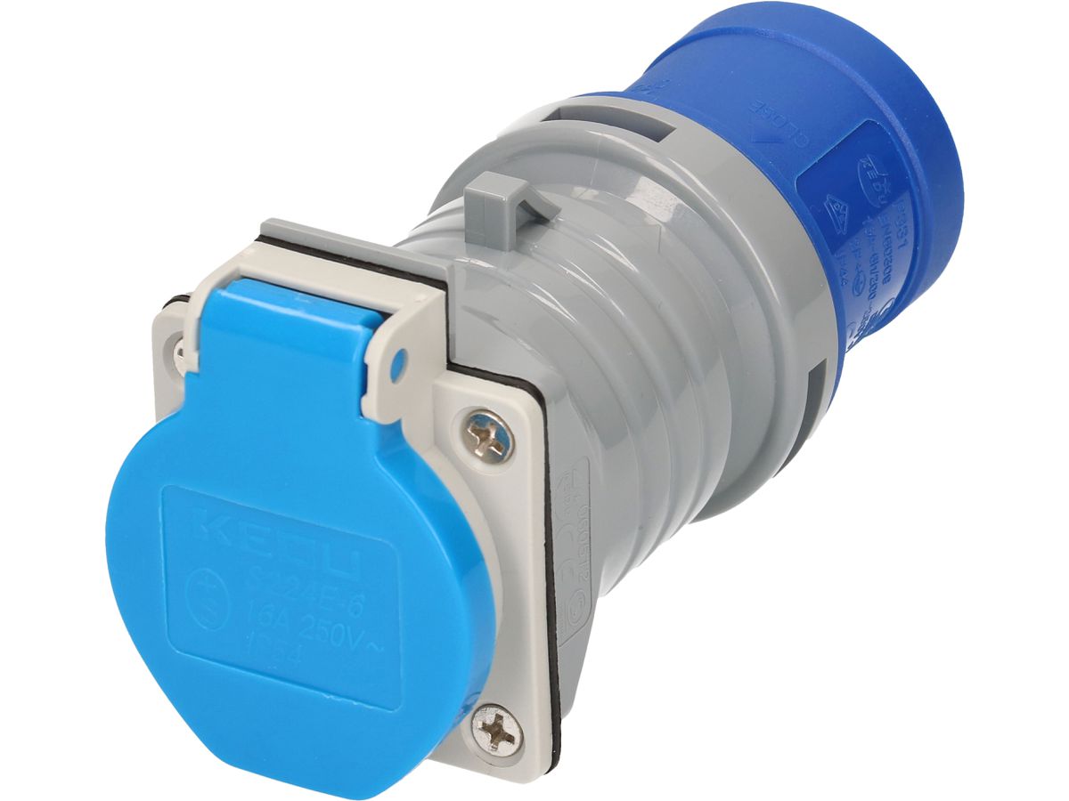 Adapter CEE-Stecker/Kupplung Typ 23 3-polig 16A blau - MAX HAURI AG