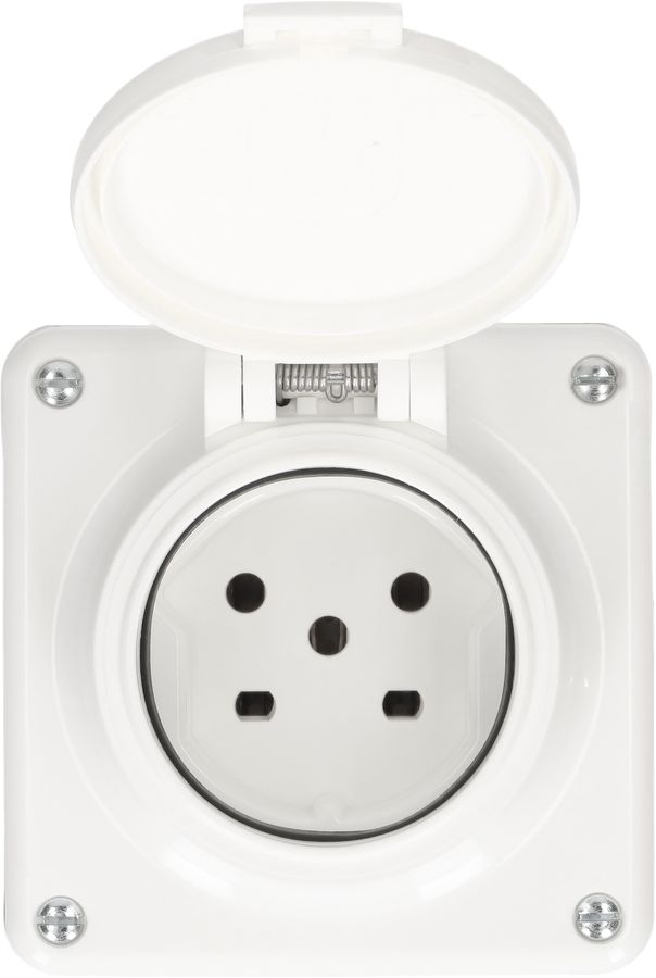 Steckdose 1x Typ 15 Gr.1x1 AP Mica Nass IP55 weiss - MAX HAURI AG