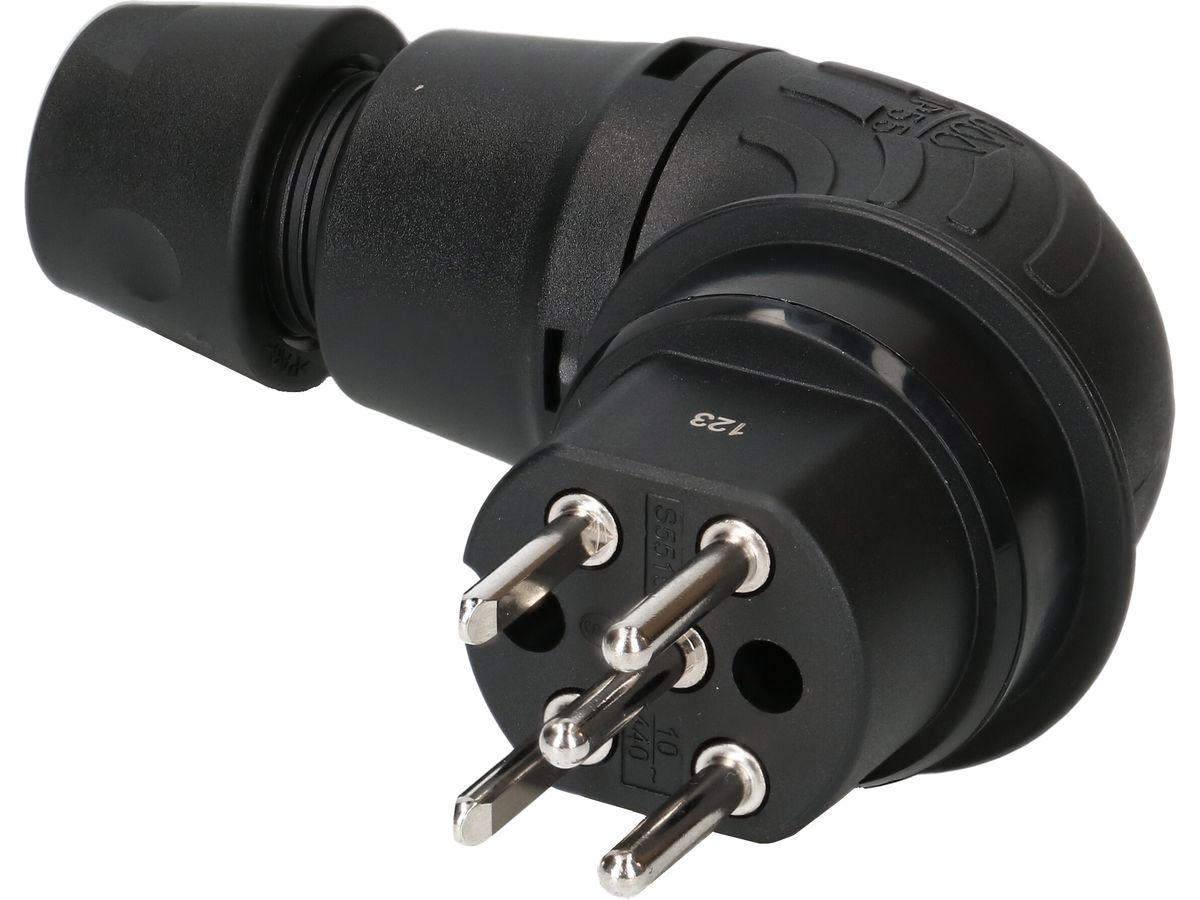 Stecker TH Typ 15 gewinkelt 5-polig schwarz IP55 - MAX HAURI AG