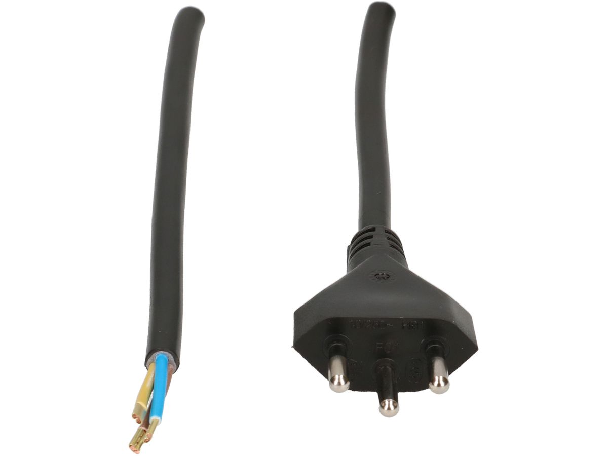 TD-Netzkabel H05VV-F3G1.0 3m schwarz Typ 12 - MAX HAURI AG