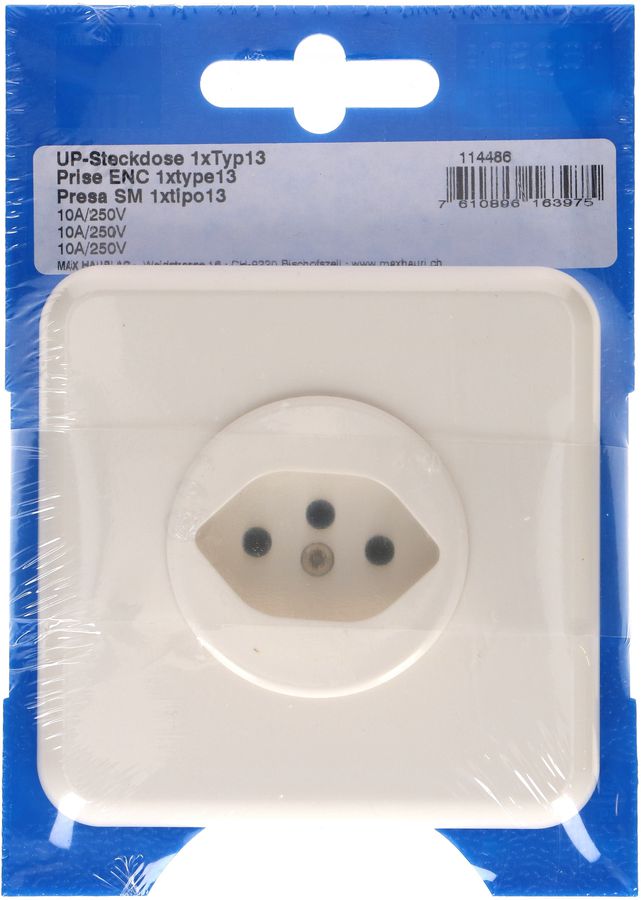 Steckdose 1x Typ 13 Gr.1x1 UP Basico weiss - MAX HAURI AG
